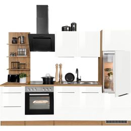 KOCHSTATION K&uuml;chenzeile &raquo;KS-Brindisi&laquo; Breite 270 cm, wahlweise mit E-Ger&auml;ten, mit MDF-Fronten und Regal wei&szlig; B/H/T: 270cm x 200cm x 60cm, ohne E-