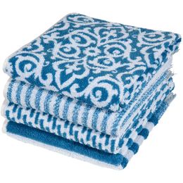 Pad Badetuch &raquo;FAMILY, 70x140 cm&laquo; Made in Europe, gestreift, Ornamente, mit Fransen blau Frottee, Frottee B/L: 70cmx140cm, 4 Stk., Frottee