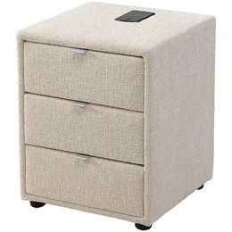 Jockenh&ouml;fer Nachtkonsole &raquo;Lissy mit 3 Schubladen&laquo; mit induktiver Ladeeinheit und zus&auml;tzlich USB-A und USB-C Ladeports beige B/H/T: 44cm x 53,5cm x 45cm, 3 Stk.