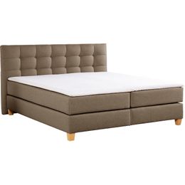 Home Affaire Boxspringbett &raquo;Moulay&laquo; inkl. Topper, in &Uuml;berl&auml;nge 220 cm, 3 H&auml;rtegrade, auch in H4 braun Struktur fein, Liegefl&auml;che B/L: 180cm x 220cm 