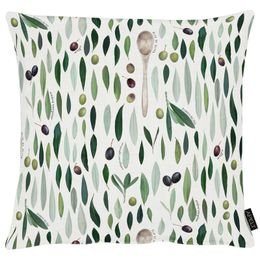 Apelt Dekokissen &raquo;7007&laquo; Olivendesign als all-over Baumwolle, Polyester B/L: 49cm x 49cm, 1 Stk.