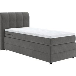 Home Affaire Boxspringbett &raquo;Finja&laquo; besonders komfortable Liegeh&ouml;he, mit praktischem Bettkasten grau Polyester Stoff Karo Polyester, Liegefl&auml;che B/L: 