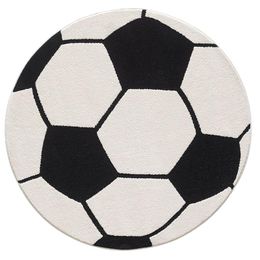 the carpet Kinderteppich &raquo;Lou&laquo; rund 20 mm H&ouml;he Kinderzimmer Teppich strapazierf&auml;hig und pflegleicht schwarz Polypropylen &Oslash; 80cm 1 Stk., 20mm, &Oslash; 80cm