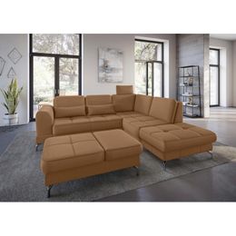 Sit & More sit&more Ecksofa &raquo;Bendigo L-Form&laquo; inklusive Sitztiefenverstellung, Bodenfreiheit 12 cm, in 2 Fu&szlig;farben braun B/H/T: 258cm x 84cm x 226cm, NaturLEDER ,