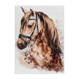 Kayoom Kinderteppich &raquo;Sympathy Kids 246&laquo; rechteckig 5 mm H&ouml;he Kurzflor, Modernes Muster, Fu&szlig;bodenheizungsgeeignet, Pferd Polyester B : 120cm 1 Stk., 5mm, L: 