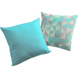 Adam Dekokissen &raquo;Bio Bel&laquo; Rei&szlig;verschluss, gemustert, Wendekissenh&uuml;lle ohne F&uuml;llung, 1 St&uuml;ck blau Baumwolle B/L: 50cm x 50cm, 1 Stk.
