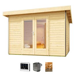 Konifera Saunahaus &raquo;Maiko 1 SET A&laquo; Ofen 9 kW Bio externe Strg easy beige Bio-Ofen, externe Steuerung, 9 kW