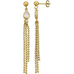 Firetti Damen Paar Ohrh&auml;nger &raquo;Schmuck Geschenk Silber 925 Ohrschmuck Ohrringe Tropfen Kugelkette&laquo; mit Zirkonia (synth.) gold Silber 925 (