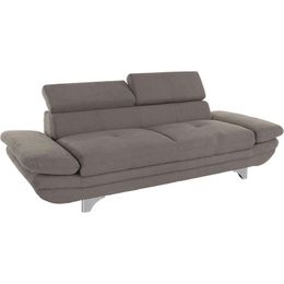 COTTA Polstergarnitur &raquo;Enterprise&laquo; Set, Set bestehend aus 2,5-Sitzer mit Arm- & Kopfteilverstellung & Hocker grau Struktur fein,mit 