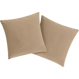 OTTO home Dekokissen &raquo;Raja&laquo; einfarbig, Kissenh&uuml;llen ohne F&uuml;llung, 40 x 40 cm, 2er-Set, Mikrofaser beige Obermaterial: 100% Polyester B/L: 40cm x 40cm,