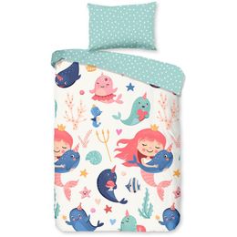 Good Morning Babybettw&auml;sche &raquo;Silvie&laquo; 2 Baumwolle, Renforc&eacute;, Wendeoptik, Kind, Baby, Meerjungfrau bunt Renforc&eacute;, Obermaterial: 100% Baumwolle B/L: 