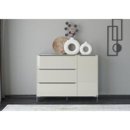 set one by Musterring Sideboard &raquo;Reno&laquo; 1 Stk. tlg. Mit Winkelfu&szlig; in diversen Farben, 108 cm H&ouml;he & Farbauswahl beige Glas, Holzwerkstoff B/H/T: 137cm 