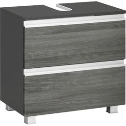 Welltime Waschbeckenunterschrank &raquo;Ohio&laquo; R&uuml;ckwand mit Aussparung grau B/H/T: 60cm x 60cm x 35cm, Schubladen: 1 Stk.