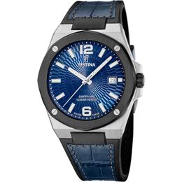 Festina Herren Quarzuhr &raquo;Vallee&laquo; Armbanduhr, Herrenuhr, Swiss Made, Lederarmband, analog, Tag blau Einheitsgr&ouml;&szlig;e