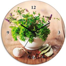 Artland Wanduhr &raquo;Verschiedene Kr&auml;uter - K&uuml;che&laquo; wahlweise mit Quarz- oder Funkuhrwerk, lautlos ohne Tickger&auml;usche gr&uuml;n &Oslash; 30cm, Funkuhr