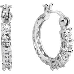 Firetti Damen Paar Creolen &raquo;Schmuck Geschenk Silber 925 Ohrschmuck Ohrringe&laquo; mit Diamant silber 18mm, 0,05 P3 = leicht erkennbare Einschl&uuml;sse, 