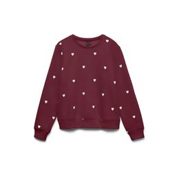 V&eacute;ro Moda Vero Moda Sweatshirt 'VMNELLIS' Damen Gr&ouml;&szlig;e M weinrot / wei&szlig;