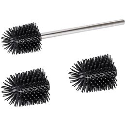 Wenko WC-Reinigungsb&uuml;rste Set 3 Stk. aus Edelstahl Silikon Durchmesser 7,5 cm, schwarz schwarz Edelstahl, Silikon Einheitsgr&ouml;&szlig;e