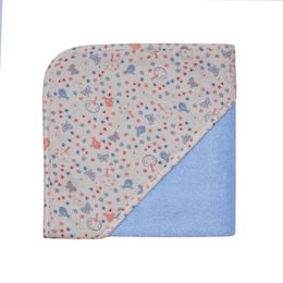 W&ouml;rner Kapuzenhandtuch &raquo;Vogel sky Kapuzenbadetuch 80/80&laquo; obere Lage der Kapuze aus bedrucktem Single-Jersey blau Frottee, Frottier B/L: 80cmx80cm, 1 Stk., 