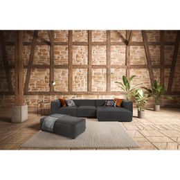 W.Schillig Ecksofa &raquo;around-the-block Mega Sofa, viel Platz und hoher Sitzkomfort, L-Form&laquo; mit eleganter Biese, mit Federkern, Breite 341 cm grau 