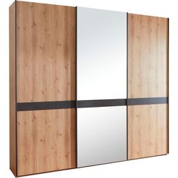 Wiemann Schwebet&uuml;renschrank &raquo;Rialto&laquo; hochwertige Dekorfront mit Spiegelt&uuml;r grau B/H/T: 246,3cm x 236cm x 67cm, T&uuml;ren: 3 Stk.