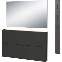 Germania Garderoben-Set &raquo;GW-Ameca&laquo; 3 Stk. tlg. grau Glas, Holzwerkstoff B/H/T: 170cmcm x 200cmcm x 19cmcm, Haken schwarz