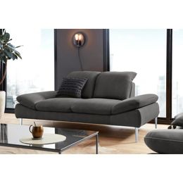 W.Schillig 2-Sitzer &raquo;enjoy&MORE&laquo; mit Sitztiefenverstellung, F&uuml;&szlig;e Chrom gl&auml;nzend, Breite 202 cm grau Chenille-Flachgewebe R66 (85% Polyester, 15% Nylon