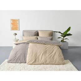 Bruno Banani Wendebettw&auml;sche &raquo;Merlin in Gr. 135x200 oder 155x220 cm&laquo; 2 Stk. Baumwollbettw&auml;sche, Leinen-Look in Melange-Optik beige Linon, Obermaterial: 100% 