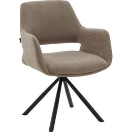 Musterring Esszimmerstuhl (Set) 2 Stk.Gestell Eisen schwarz, 180&deg; drehbar, R&uuml;ckholmechanik, SH 48 cm beige Eisen, Stoff B/H/T: 62cm x 83cm x 62cm, 2 Stk., 