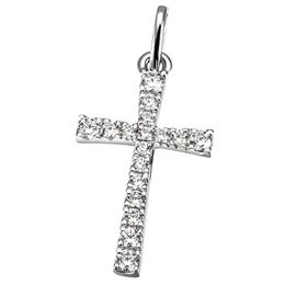 Firetti Kreuzanh&auml;nger &raquo;Schmuck Geschenk Gold 375 Halsschmuck Anh&auml;nger Halskette Kreuz&laquo; mit Zirkonia (synth.) wei&szlig; Wei&szlig;gold 375, 0,55 g