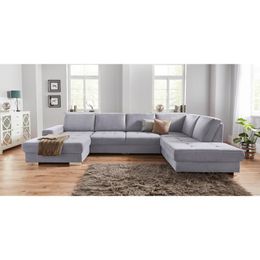 Sit & More sit&more Wohnlandschaft &raquo;Santorini U-Form&laquo; mit Federkern und Sitztiefenverstellung, wahlweise mit Schlaffunktion grau Luxus-Microfaser ALTARA NUBUCK (