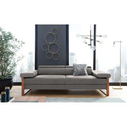 W.Schillig 2,5-Sitzer &raquo;finn&laquo; German Design Award 2016, Fu&szlig;gestell Nussbaum natur, Breite 230 cm grau Flachgewebe S22 (100% Polyester);Stoff S37 (100% 