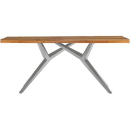 Sit Esstisch &raquo;Imola aus recyceltem Teak & extravagantem Metallgestell&laquo; 50 mm starke Teakplatte mit au&szlig;ergew&ouml;hnlichem Sonnenmuster braun Platte 