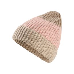 Laura Scott Damen Strickm&uuml;tze mit coolem Colorblocking - NEW beige Einheitsgr&ouml;&szlig;e