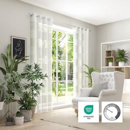 Neutex for you! Vorhang &raquo;SONORA&laquo; &Ouml;sen 1 Stk. tlg. 3D Musterung im Leinen-Look wei&szlig; Jacquard, Polyester 245cm, &Ouml;sen, 144cm