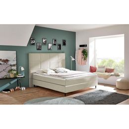 Home Affaire Boxspringbett &raquo;Linja&laquo; mit Hotelbett-Charakter, Komfortliegeh&ouml;he und Topper inklusive beige Liegefl&auml;che B/L: 120cm x 200cm, H3, 7-Zonen-