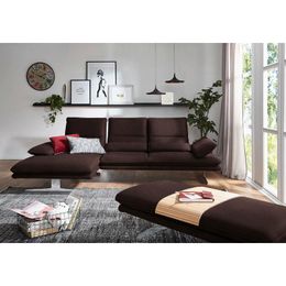 W.Schillig Ecksofa &raquo;broadway, Designsofa mit tollem Sitzkomfort, L-Form&laquo; Sitztiefenverstellung, Kopfteil- & Seitenteilverstellung, Breite 291cm braun 