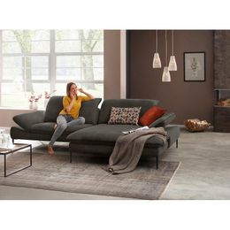 W.Schillig Ecksofa &raquo;enjoy&MORE, Designsofa, elegant und bequem, L-Form&laquo; Sitztiefenverstellung, F&uuml;&szlig;e schwarz pulverbeschichtet, Breite 294 cm gr&uuml;n 