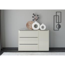 set one by Musterring Sideboard &raquo;Reno&laquo; 1 Stk. tlg. Mit Gleitern und in verschiedenen Farben erh&auml;ltlich beige Glas, Holzwerkstoff B/H/T: 137cm x 94cm x