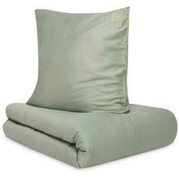 Bugatti Bettw&auml;sche &raquo;Satinbettw&auml;sche Bugatti&laquo; 2 Stk. mit edler Paspelierung gr&uuml;n Mako-Satin, Obermaterial: 76% Baumwolle, 24% Polyester B/L: 155cm x 