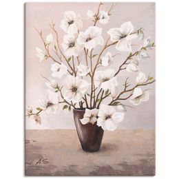 Artland Wandbild &raquo;Magnolien&laquo; Blumen 1 Stk. tlg. als Leinwandbild, Poster in verschied. Gr&ouml;&szlig;en grau Leinwand B/H/T: 30cm x 40cm, Leinwandbild Blumen Hochformat