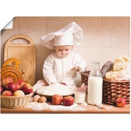Artland Wandbild &raquo;K&uuml;che Junge Kind Backen&laquo; 1 Stk. tlg. als Alubild, Leinwandbild, Poster in verschied. Gr&ouml;&szlig;en braun B/H/T: 80cm x 60cm, Poster Querformat, 1 
