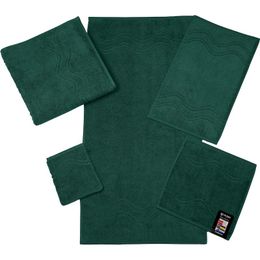 Ross Seiftuch &raquo;Cashmere feeling&laquo; mit Wellen-Bord&uuml;re gr&uuml;n Frottier, Baumwolle B/L: 30cmx30cm, 6 Stk., Frottier