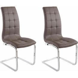 OTTO home Freischwinger &raquo;Lola&laquo; (Set) 2 Stk.2 oder 4 St&uuml;ck, Bezug in Kunstleder oder Samtsoff, chrom Metallgestell braun Kunstleder B/H/T: 43cm x 101cm