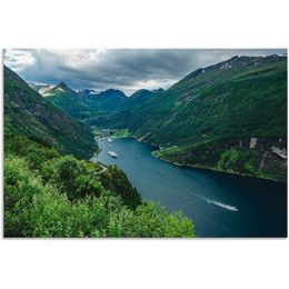 Artland Wandbild &raquo;Blick auf den Geirangerfjord Norwegen&laquo; K&uuml;ste 1 Stk. tlg. als Alubild, Leinwandbild in verschied. Gr&ouml;&szlig;en gr&uuml;n B/H/T: 60cm x 40cm, Alu-Dibond-