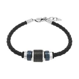 Tom Tailor Herren Tom Tailor Lederarmband &raquo;Schmuck Geschenk Edelstahl Leder Kautschuk&laquo; schwarz 22cm, Edelstahl Kautschuk Leder