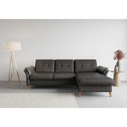 Sit & More sit&more Ecksofa &raquo;G&ouml;teborg&laquo; Sitztiefenverstellung und Federkern, wahlweise mit Bettfunktion grau B/H/T: 268cm x 90cm x 176cm, Luxus-Microfaser, 