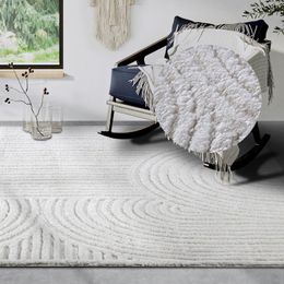 ELLE DECORATION Designteppich &raquo;Chappe&laquo; rechteckig 18 mm H&ouml;he Shaggy, L&auml;ufer, flauschig, weich, Langflor, modern, Hoch Tief Effekt wei&szlig; Polyester B : 