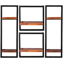 Sit Wandregal &raquo;Panama&laquo; Set schwarz Massivholz, Metall B/H/T: 95cm x 75cm x 25cm