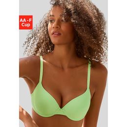 Lascana Damen Lascana Schalen-BH &raquo;, T-Shirt-BH, B&uuml;gel-BH, Ela - perfect basic&laquo; aus seidiger Microfaser, bequemer BH, gro&szlig;e Gr&ouml;&szlig;en gr&uuml;n 90, Cup C